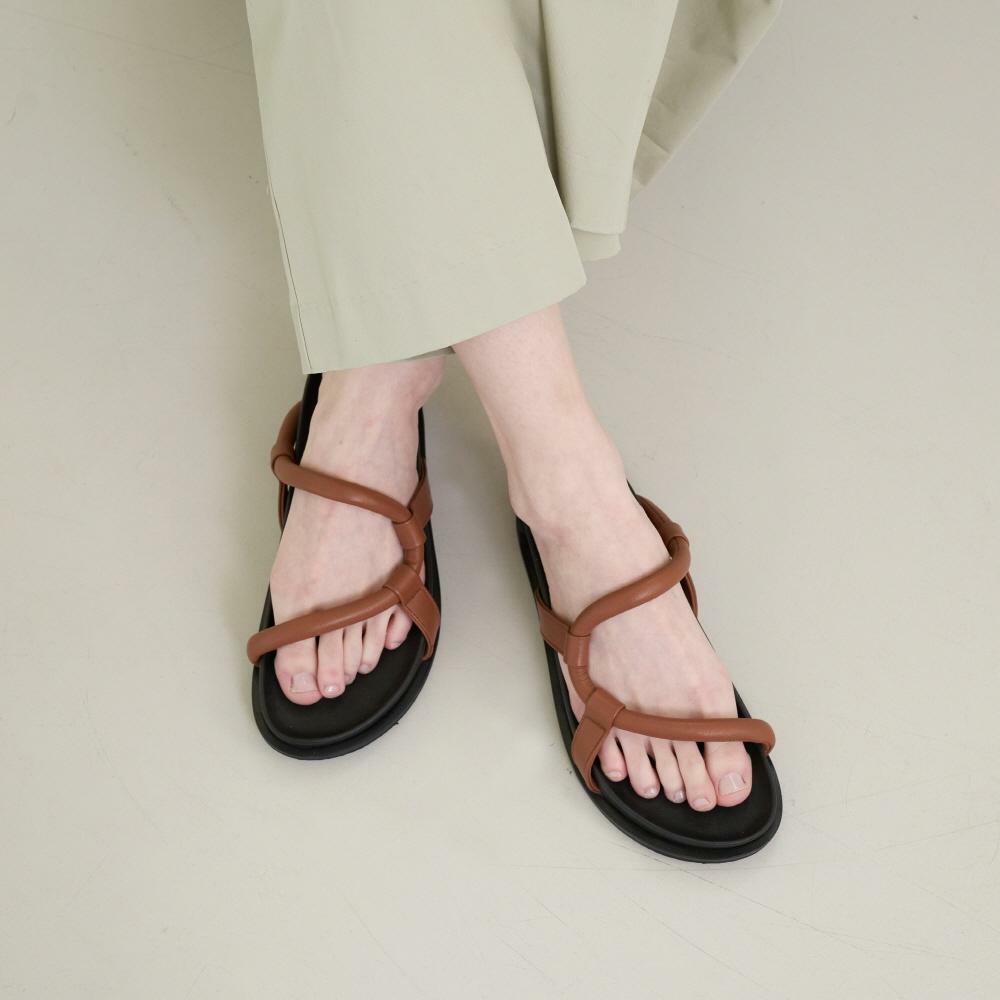 Milo Slides Leather Brown - 하고