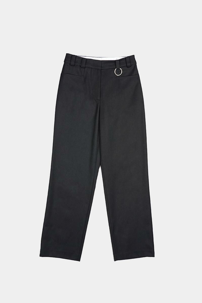 WIDE BELT LOOP TROUSERS IN CHARCOAL NAVY - 하고