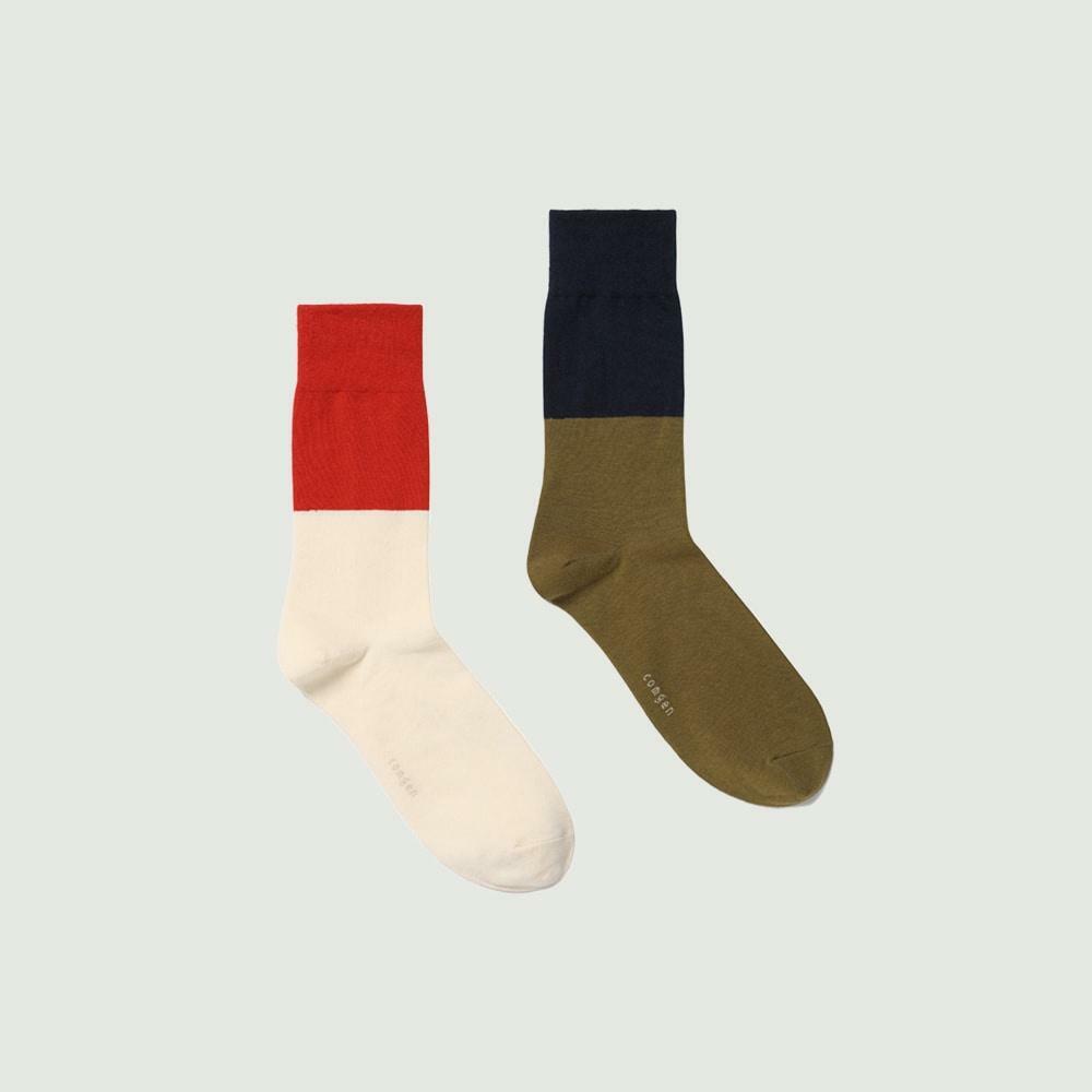 [컴젠] 남성 컬러블록 롱삭스 2col SET NAVY NADU4-MAS010_410 - HAGO(하고)