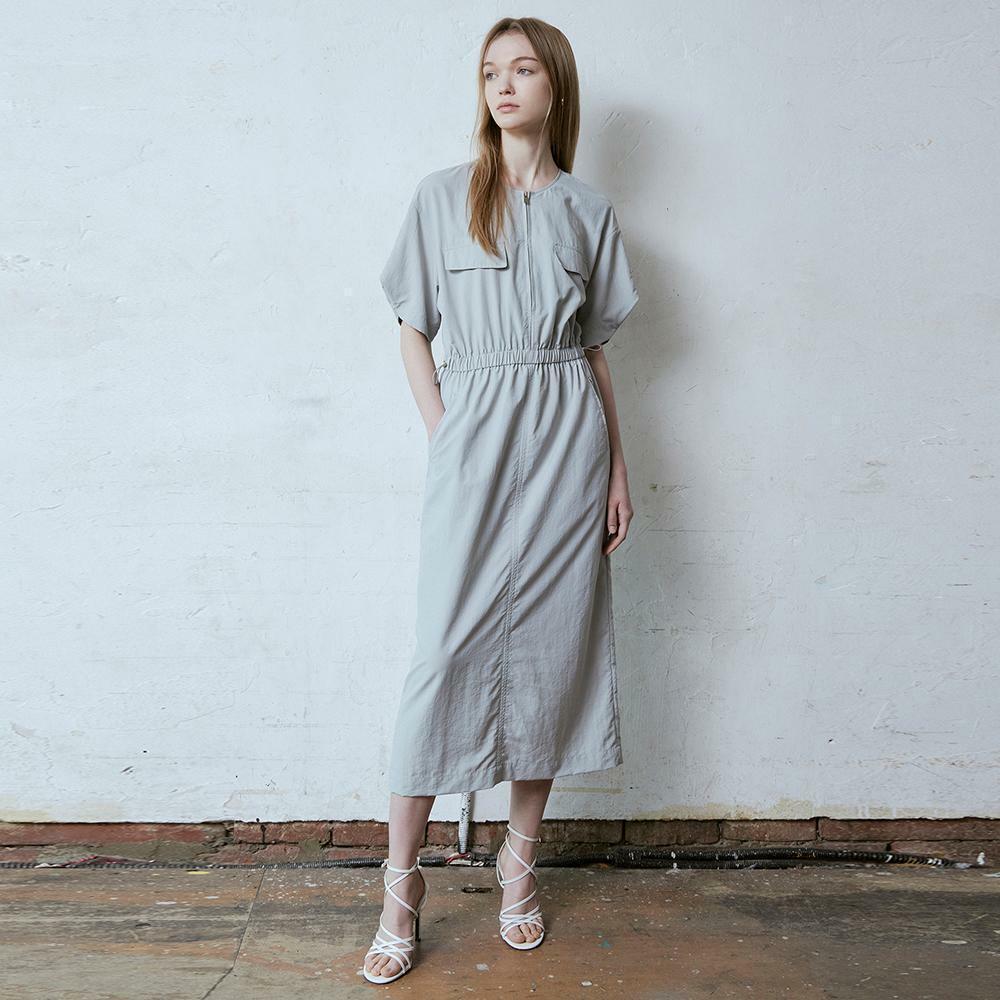 Zip up waist string one piece (2color) - HAGO(하고)