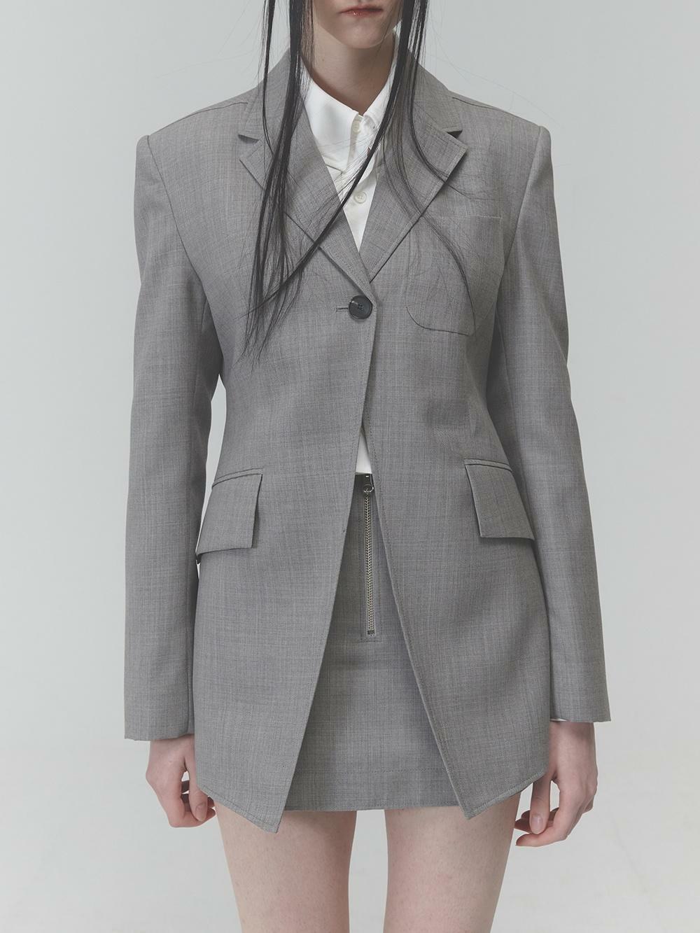 RA 1BUTTON TAILORED SINGLE JACKET (GRAY) - HAGO(하고)