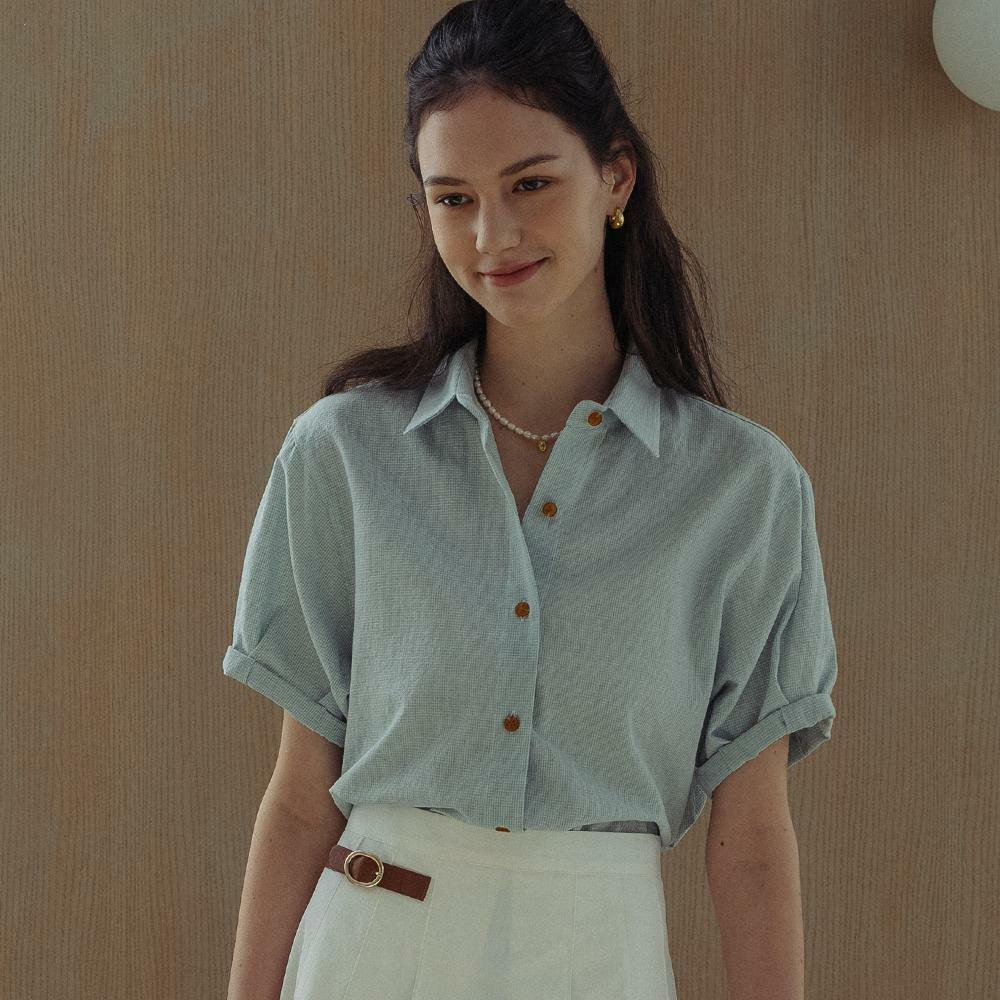 Ann button point shirt_Mint - 하고(HAGO)