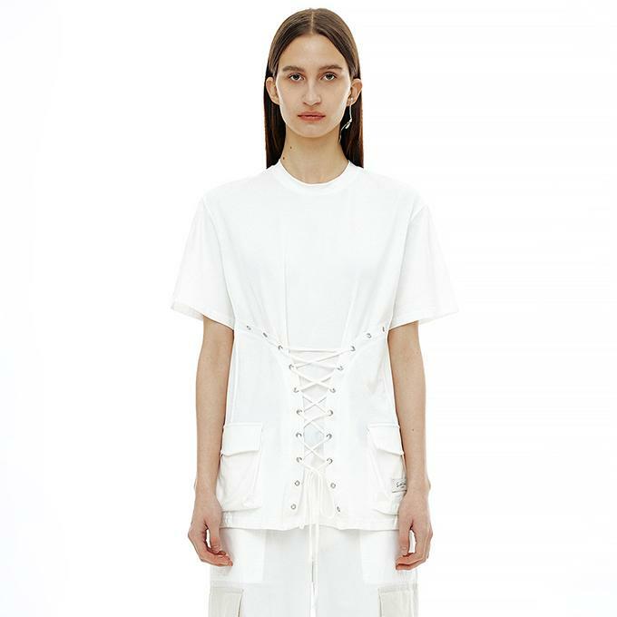 EYELET POCKET HALF TOP / WHITE - HAGO(하고)