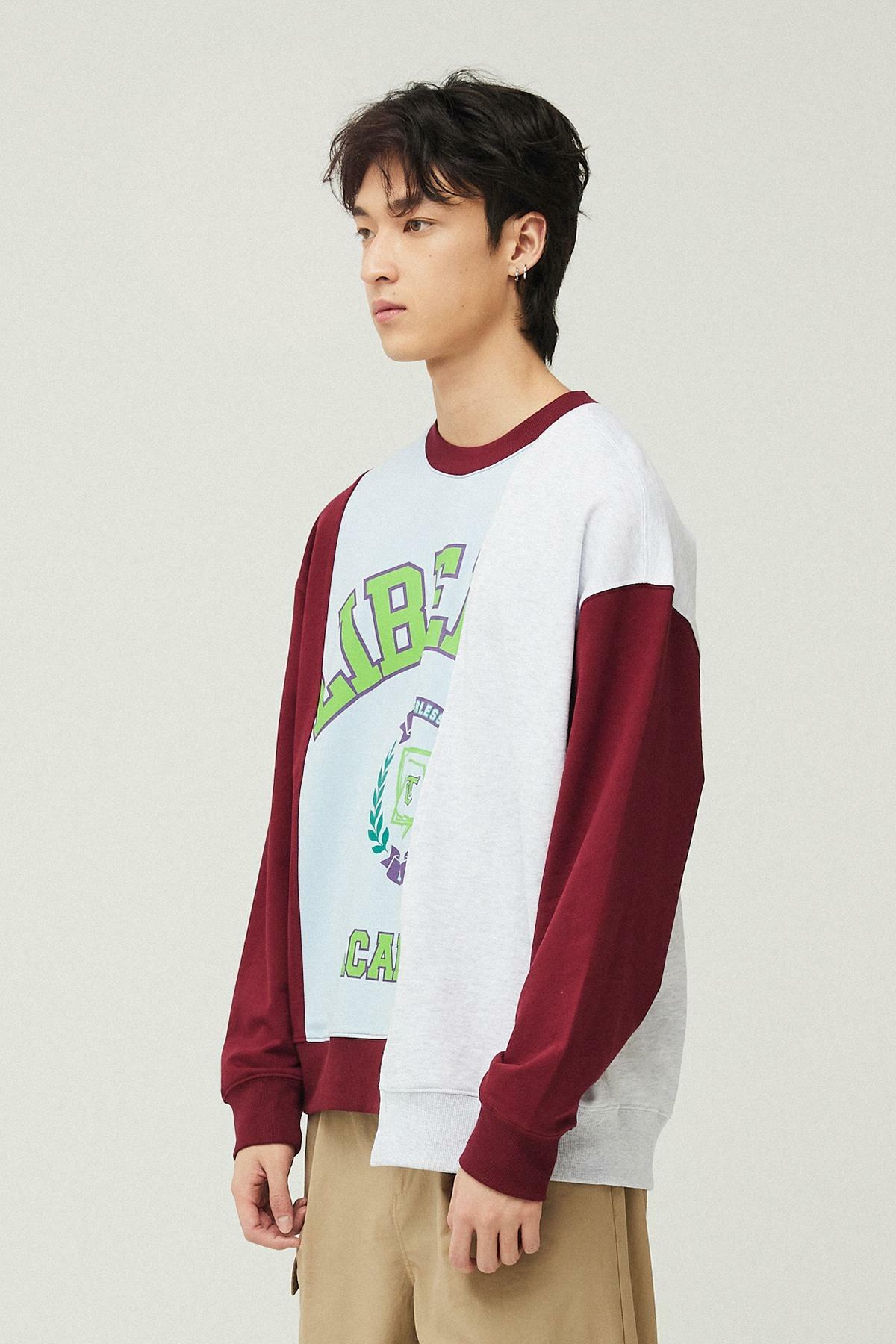 [티리버럴] LIBERAL COMBINATION SWEATSHIRTS (BURGUNDY) _ - 하고(HAGO)