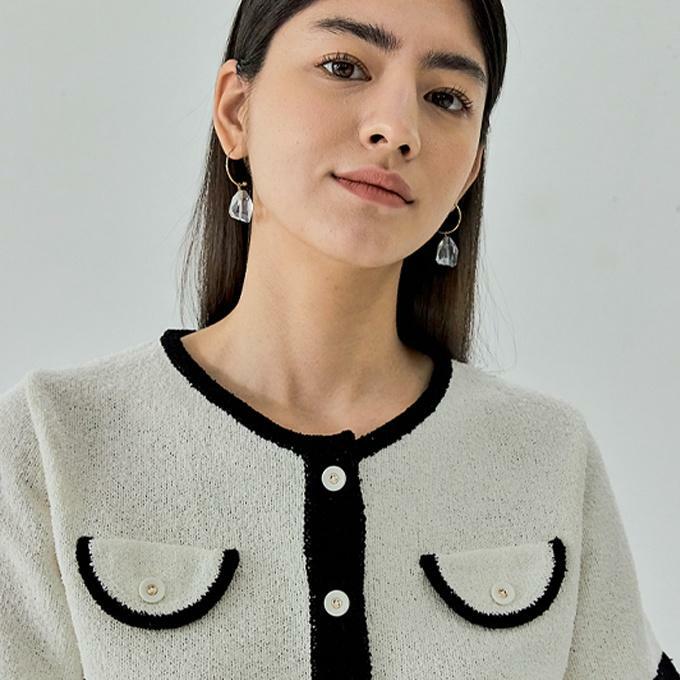 Pocket binder Knit Cardigan Navy - 하고(HAGO)