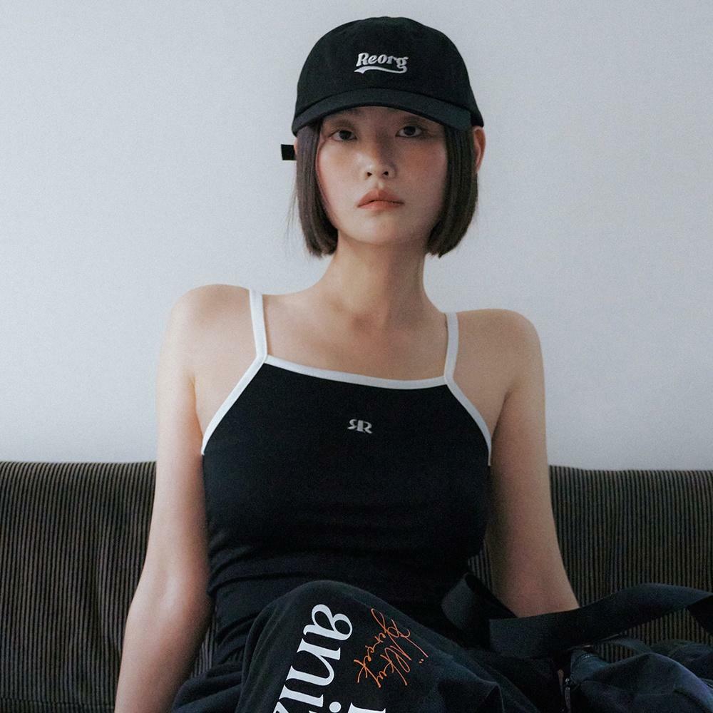 TIR CONTRAST SLEEVELESS TOP BLACK - 하고(HAGO)