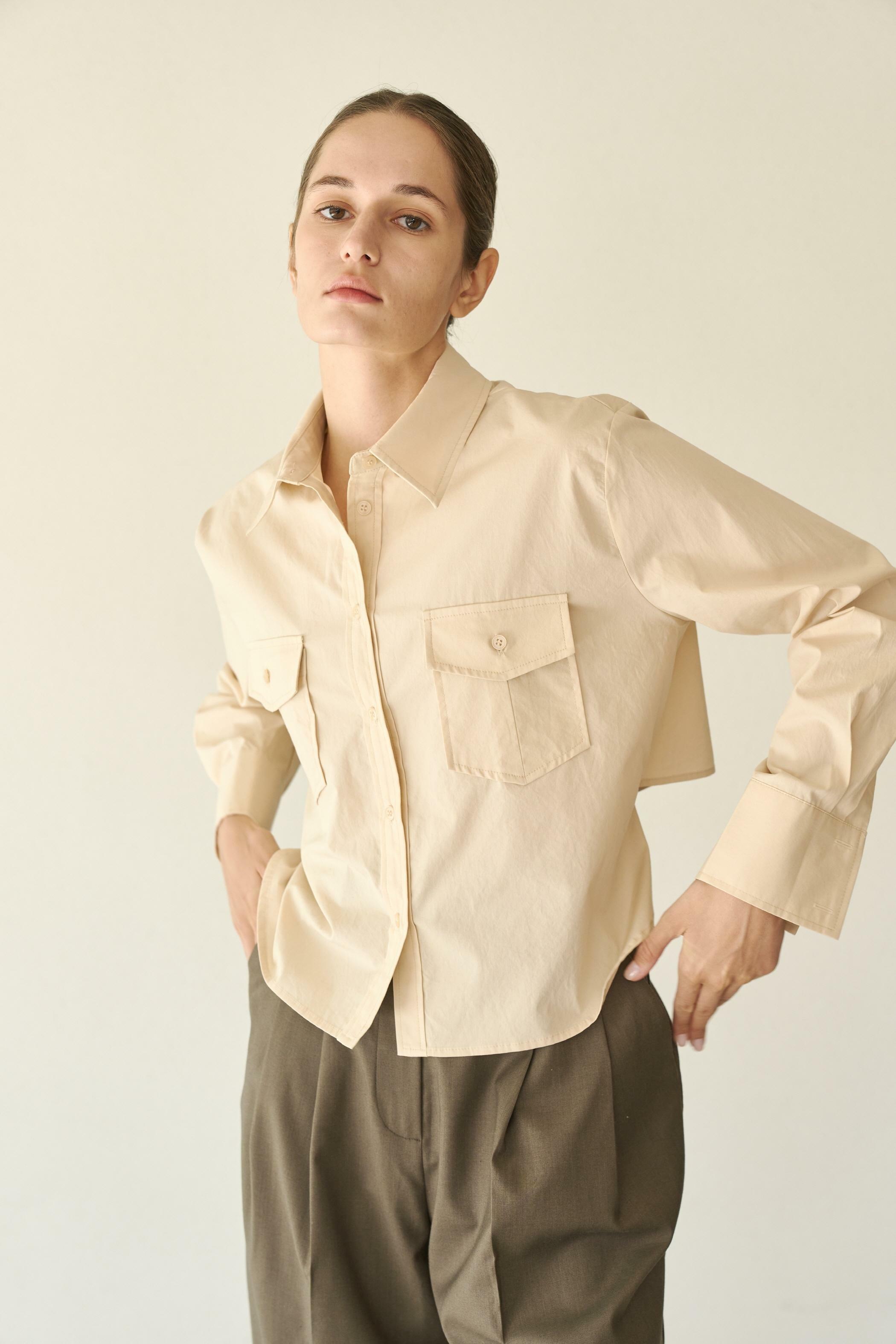back button shirt_beige - HAGO(하고)