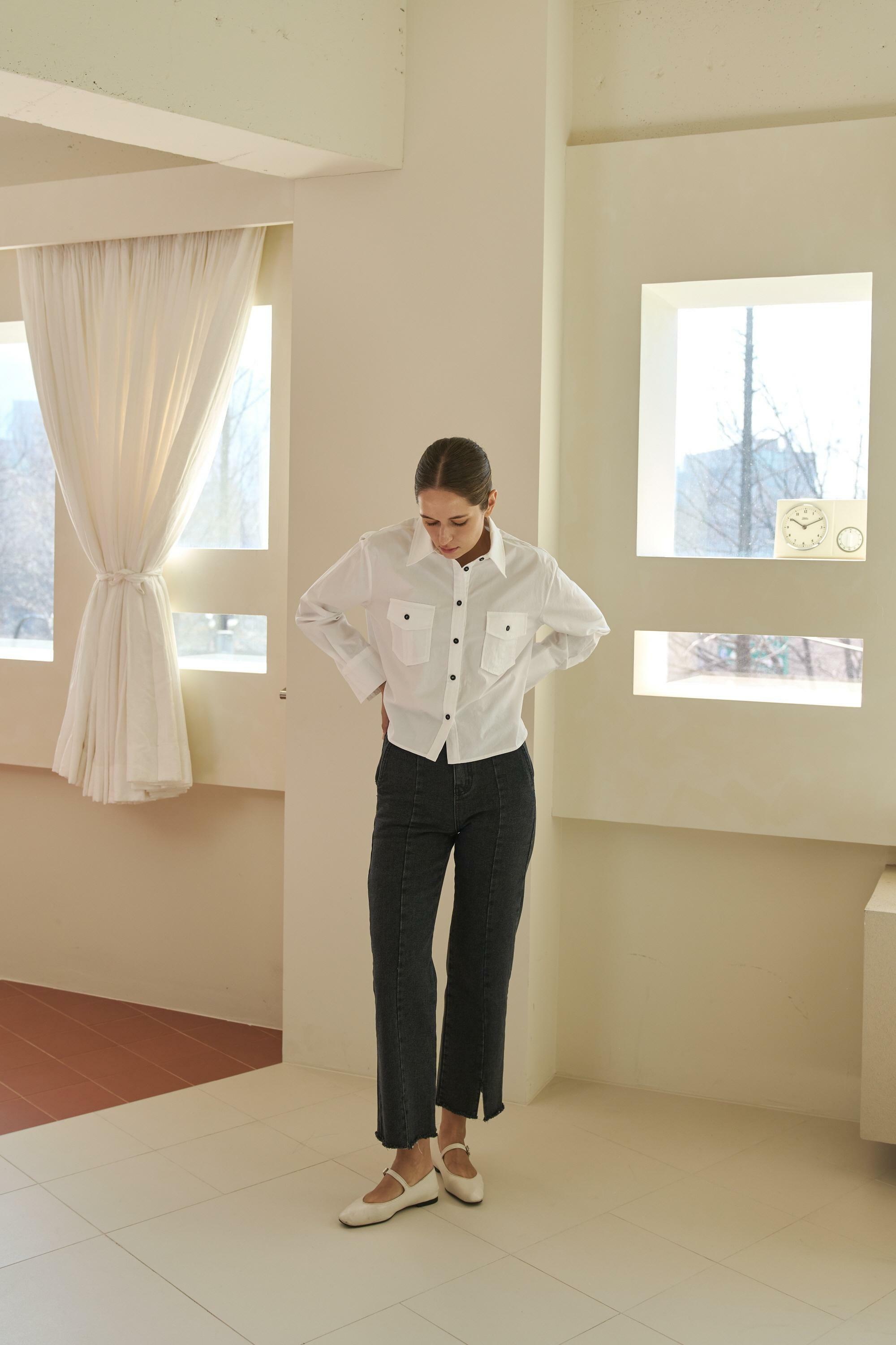 back button shirt_white - HAGO(하고)