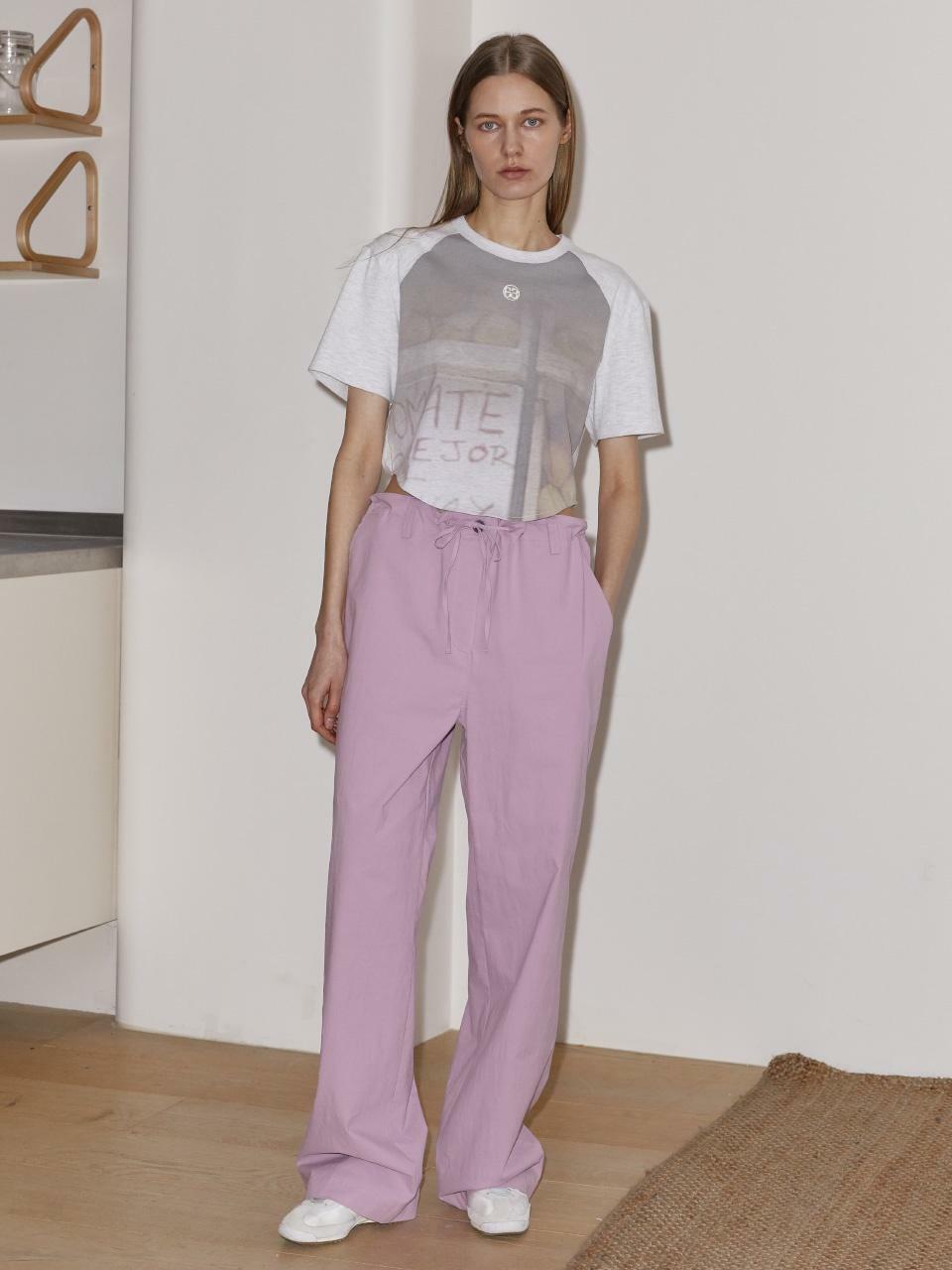 BACK HOLE STRING CROP T-SHIRT - LIGHT GREY - HAGO(하고)