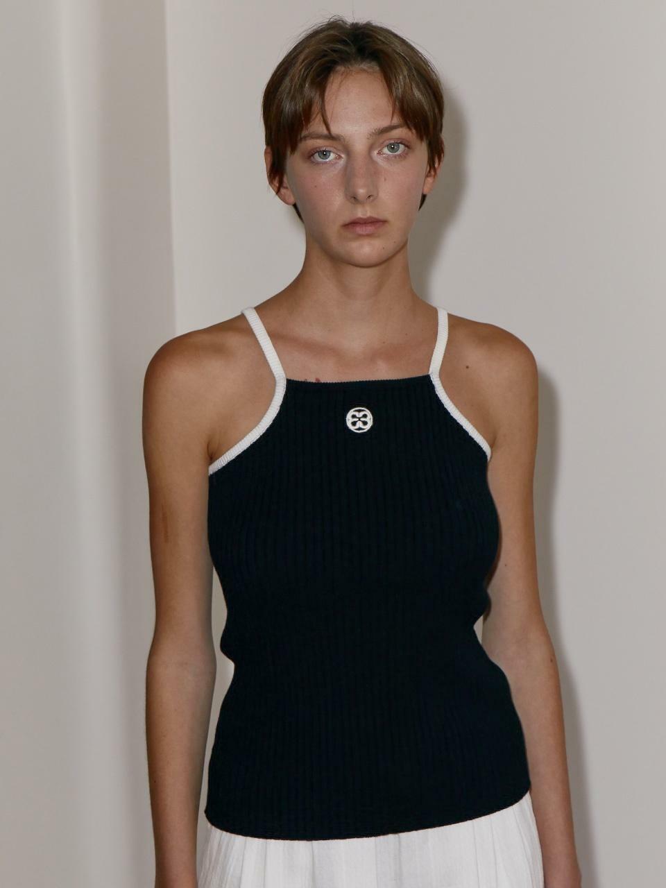 PETAL SLIM RIBBED TOP - BLACK - HAGO(하고)