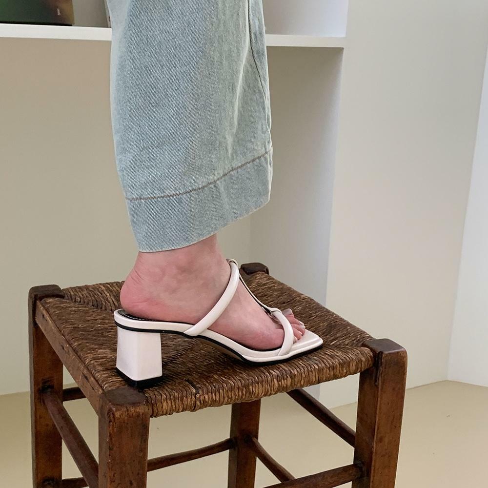 m6033 slim bold mule 6cm 슬림 볼드뮬 - ivory - HAGO(하고)
