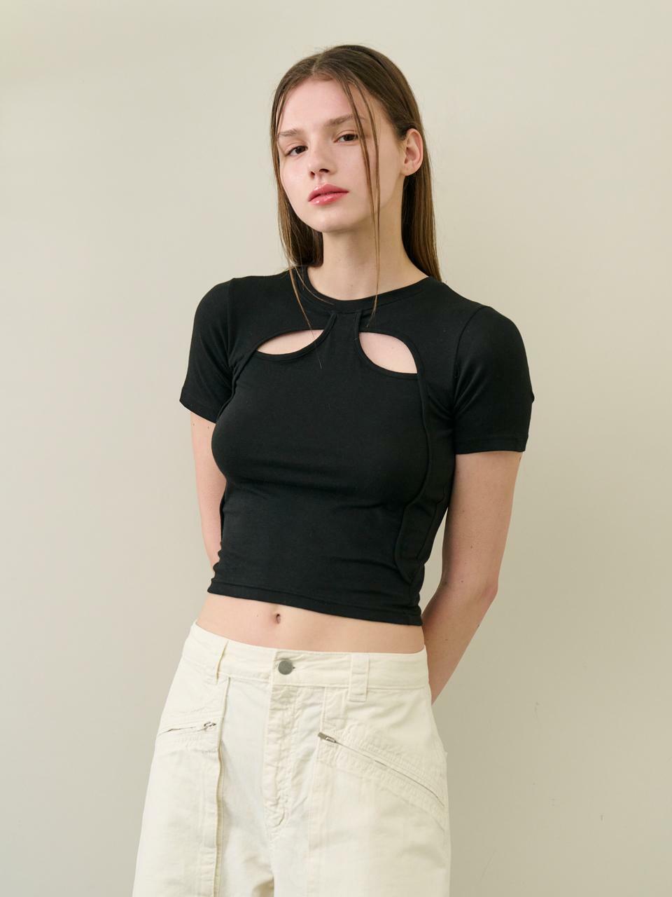 SB OVERLAP T-SHIRT [BLACK] - 하고
