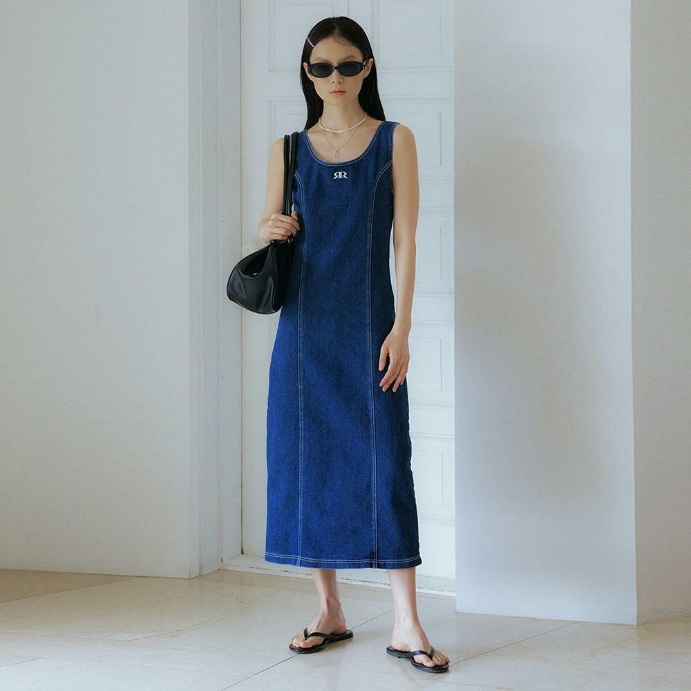 TIR DENIM SLEEVELESS LONG OPS BLUE - HAGO(하고)
