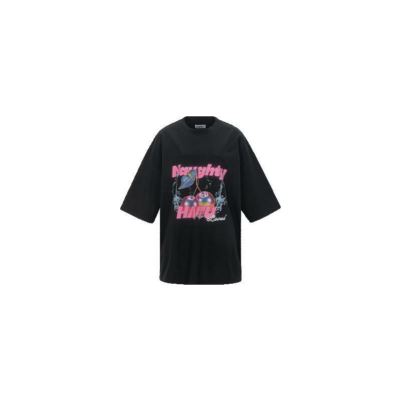 OVERSIZED NAUGHTY CHERRY TEE BLACK - HAGO(하고)