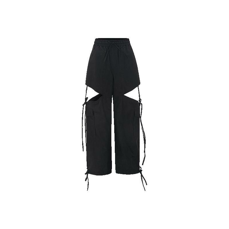 [5/15 예약발송] CUT OUT STRING CARGO PANTS BLACK - 하고