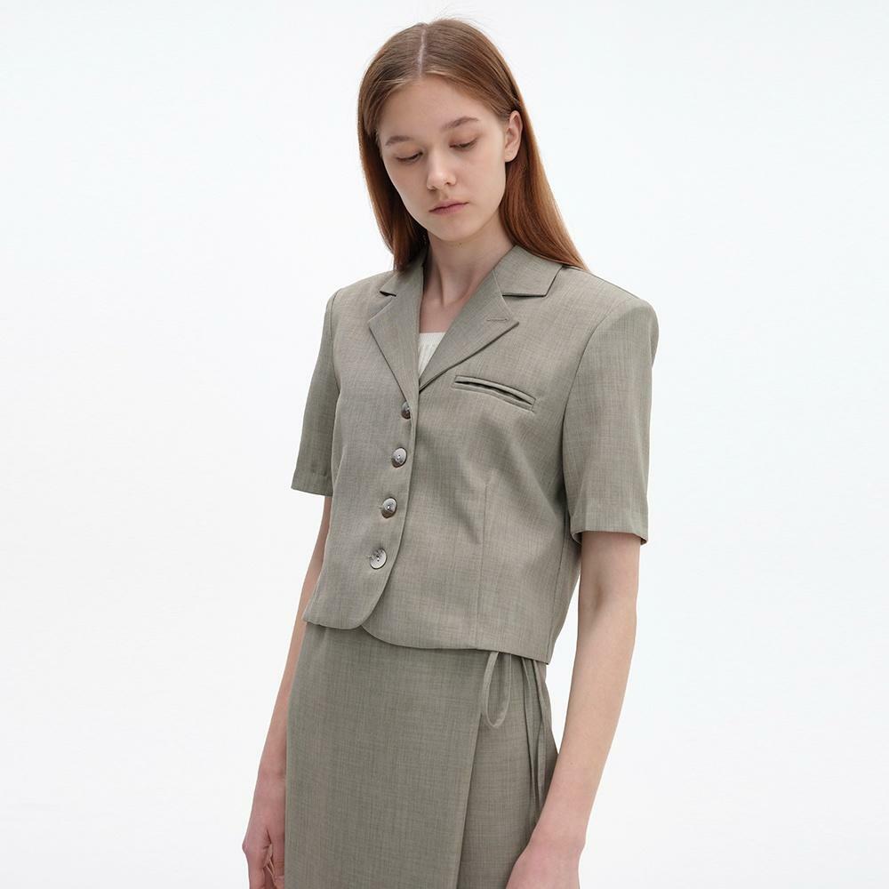 BUTTON CROPPED JACKET II (KHAKI) - HAGO(하고)