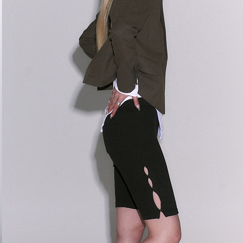 [결] Side cut out biker pants black - HAGO(하고)