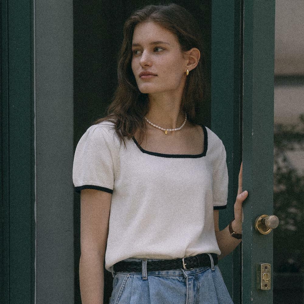 Terry summer square neck knit_Ivory - 하고