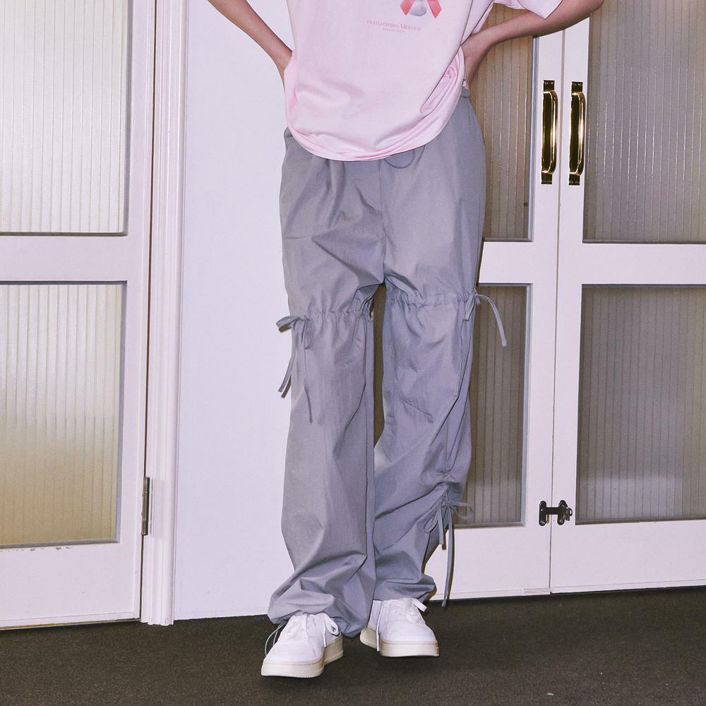 RIBBON STRING PARACHUTE PANTS LIGHT GREY - HAGO(하고)