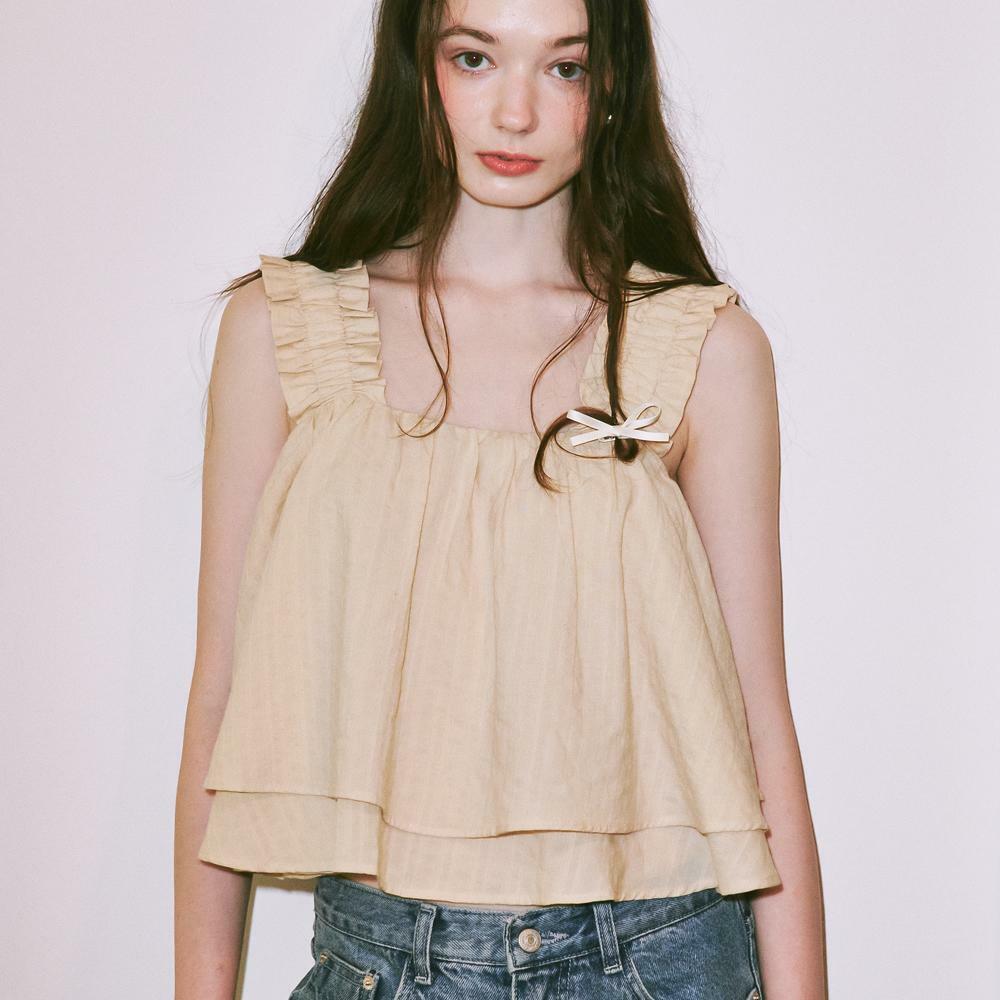 RUFFLE SHIRRING BLOUSE SOFT YELLOW - HAGO(하고)
