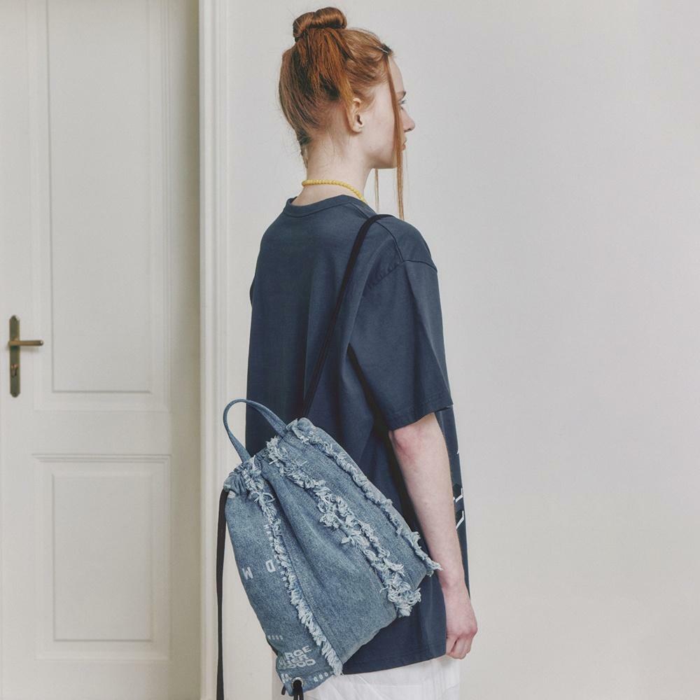 FLAT DRAWSTRING BACKPACK_denim - HAGO(하고)