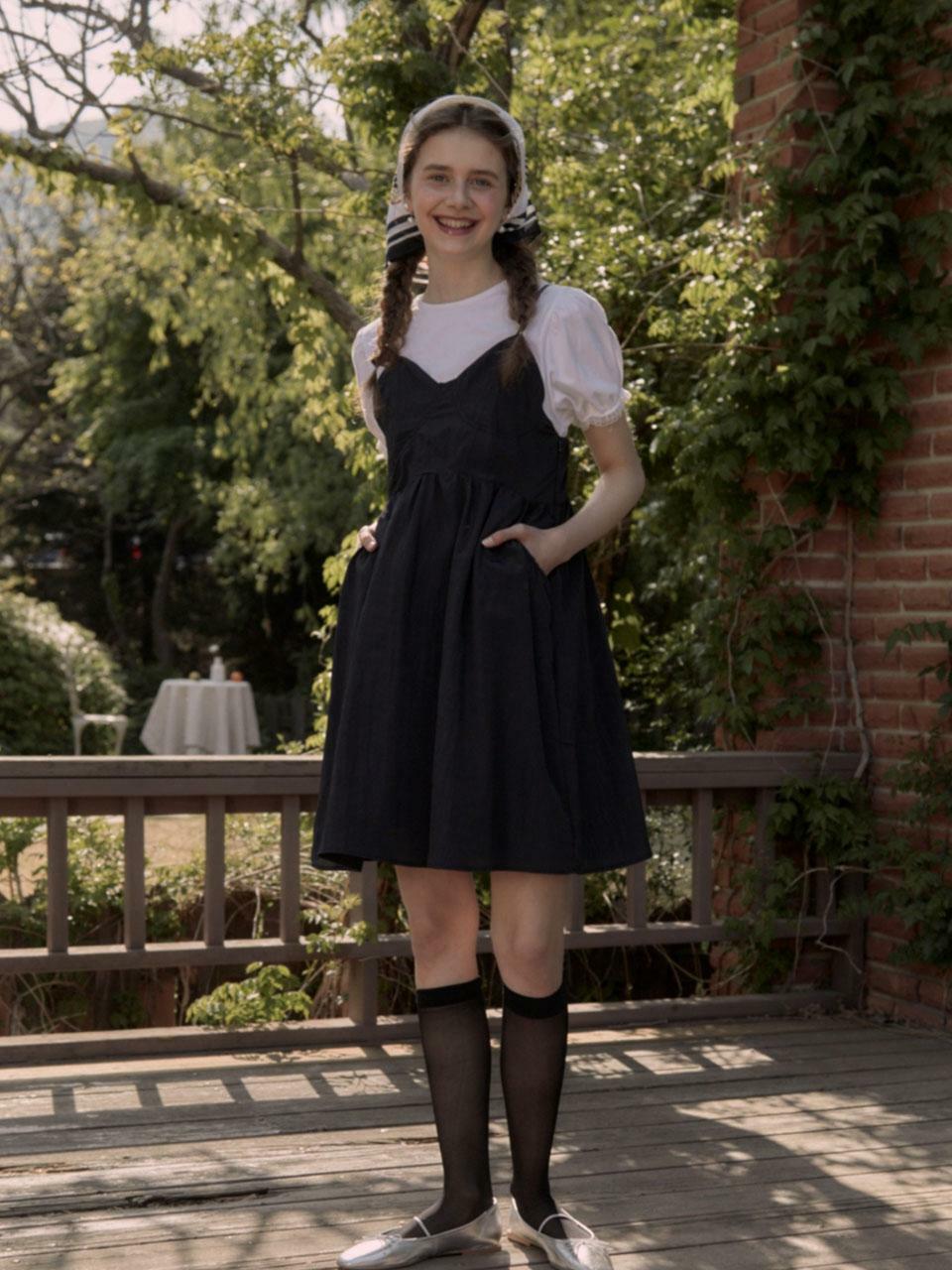 GLOSSY BUSTIER DRESS_STRONG BLACK - HAGO(하고)