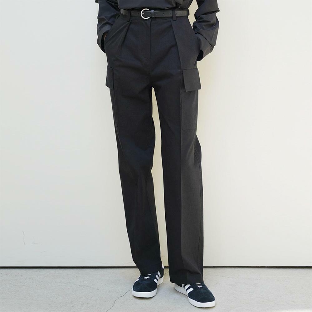 EVA STRAIGHT CARGO PANTS (BLACK) - HAGO(하고)