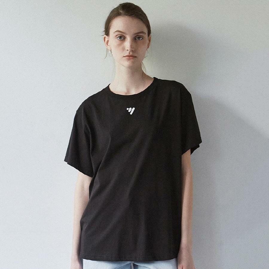 NICOLE CIRCLE RING LOGO T_BLACK - 하고(HAGO)