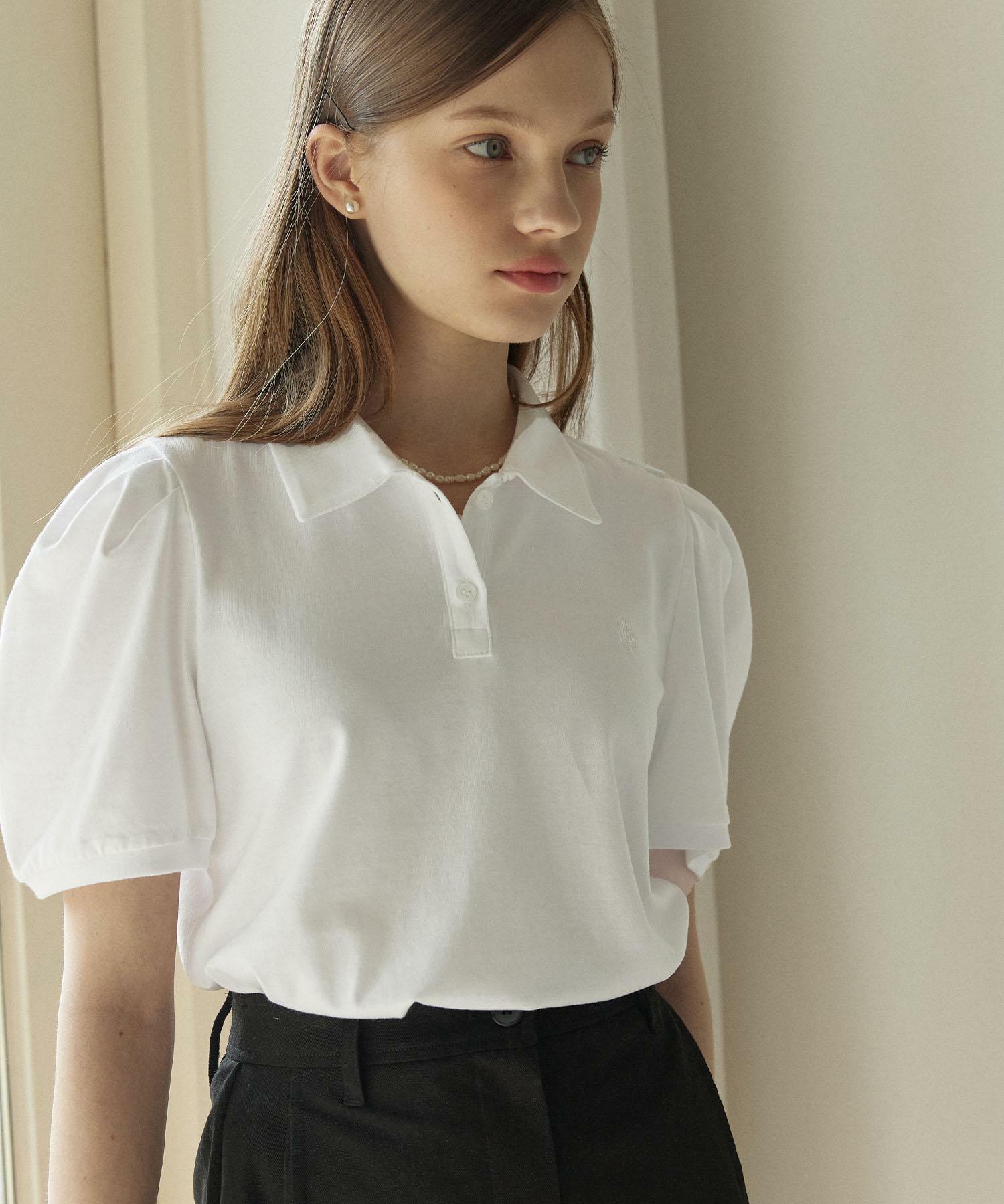 [23SM]Julia Puff Collar T-Shirt - White - HAGO(하고)