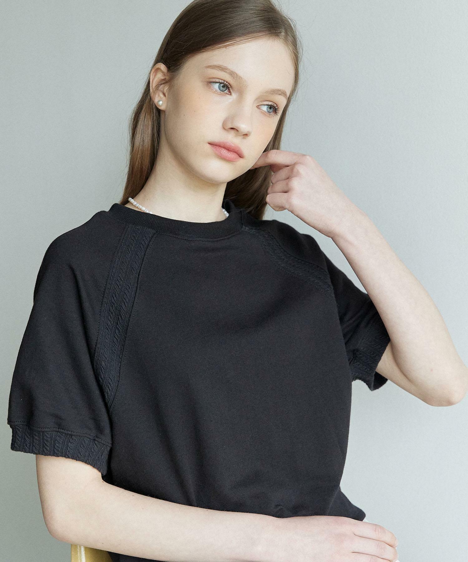 23SM Basic Cable Short Sleeve Sweatshirt Black 23sm-basic-cable-short-sleeve-sweatshirt-black