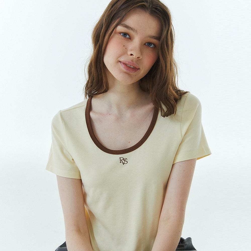 RVS RINGER CROPPED T-SHIRTS Yellow - HAGO(하고)