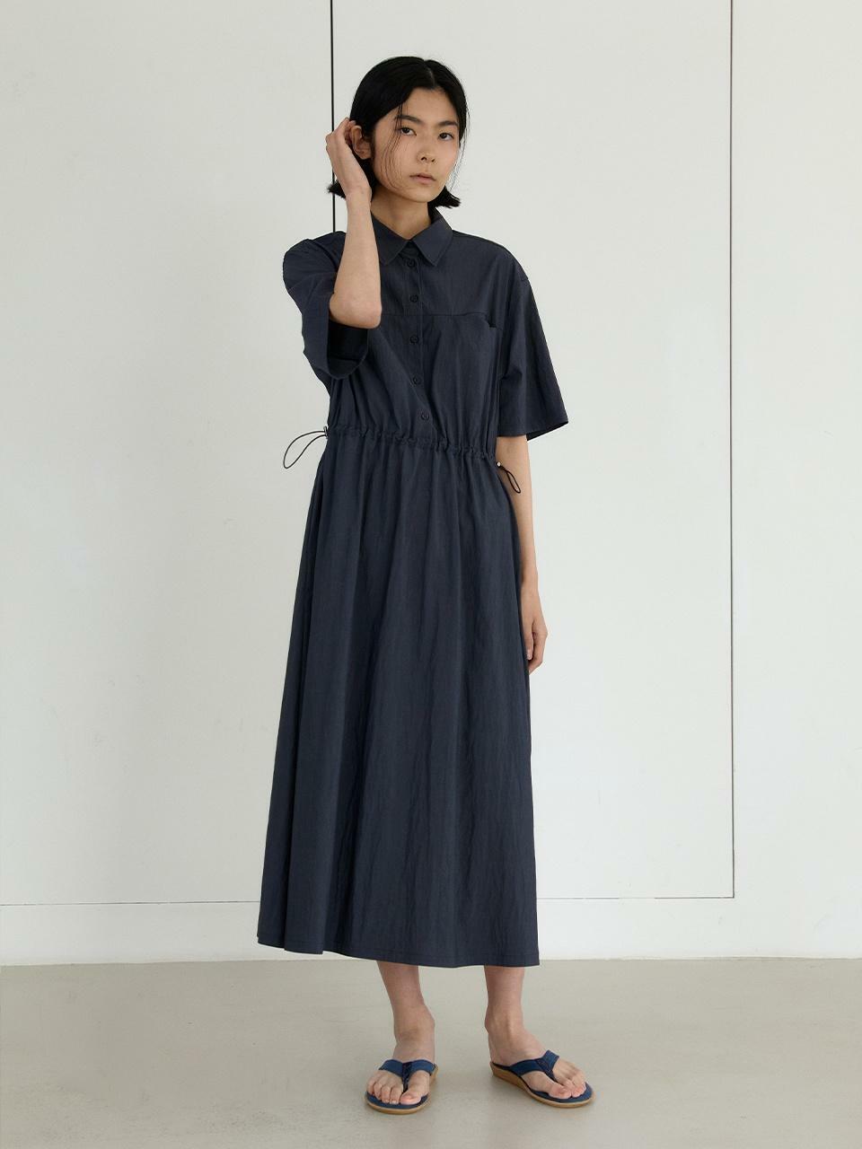 5th / string shirts dress - navy - HAGO(하고)