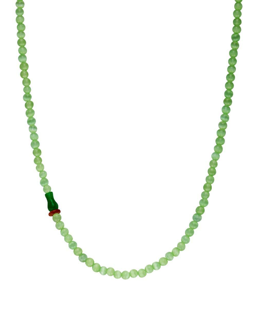 연두비즈 옥 목걸이 Light green beads jade necklace - 하고