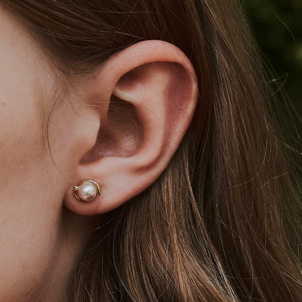 Whirlwind Stud Pearl Earrings - HAGO(하고)