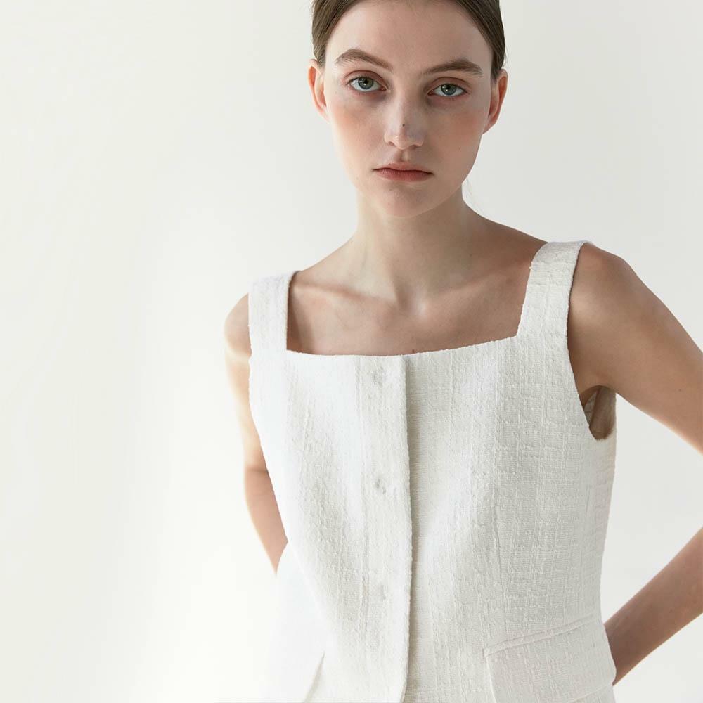 TWEED SLEEVELESS TOP 트위드 슬리브리스 탑 [WHITE] - HAGO(하고)