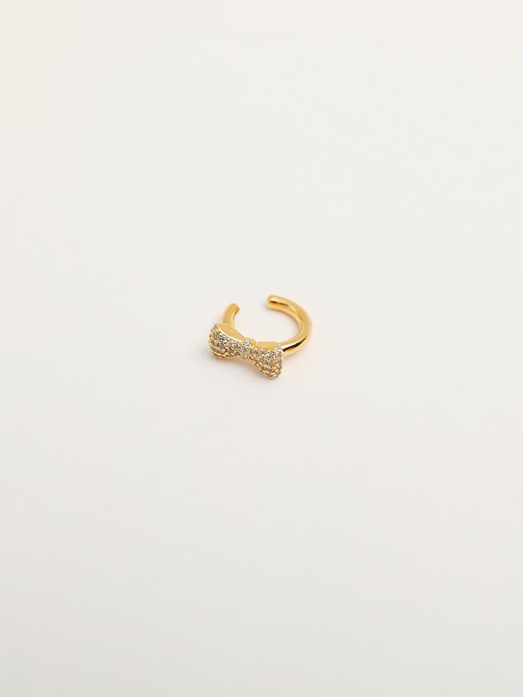 cubic ribbon earcuff 큐빅 리본 이어커프 - HAGO(하고)