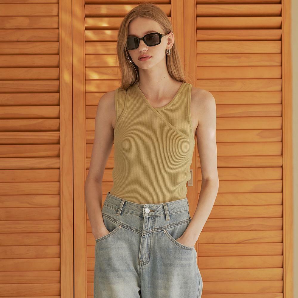 Unbalance sleeveless knit top (3color) - HAGO(하고)