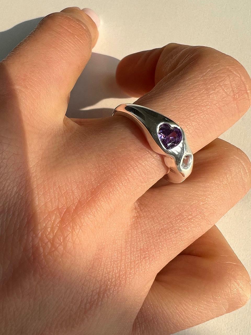 [92.5 silver] Stone heart ring - HAGO(하고)