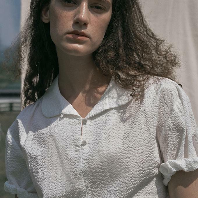 Ripple collar blouse (White) - HAGO(하고)