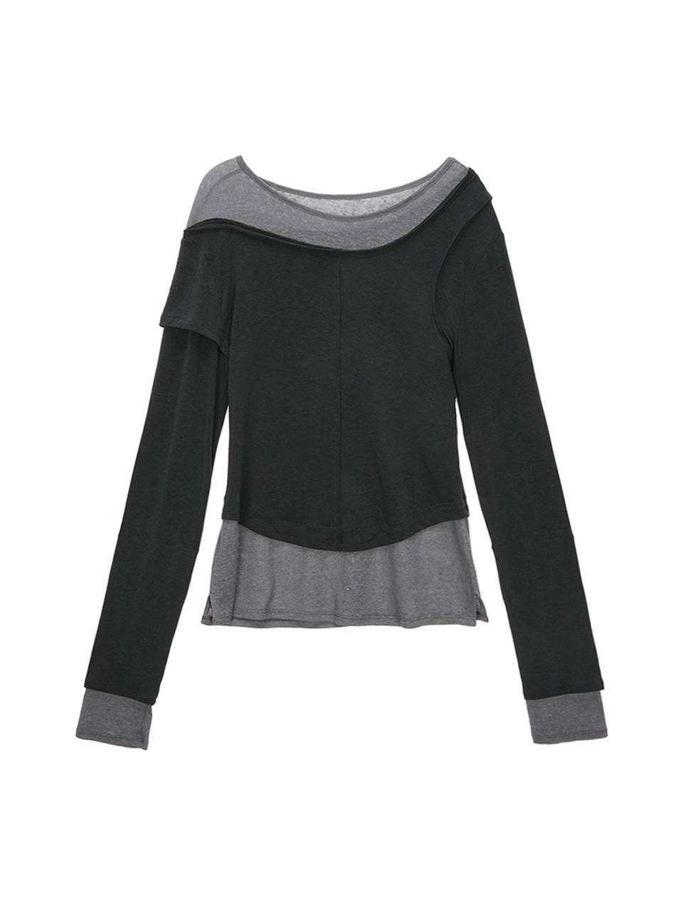 TWO TONE LAYERED TOP IN CHARCOAL - HAGO(하고)