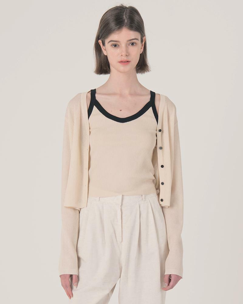 WED_Neck line point cardigan set_WHITE - HAGO(하고)