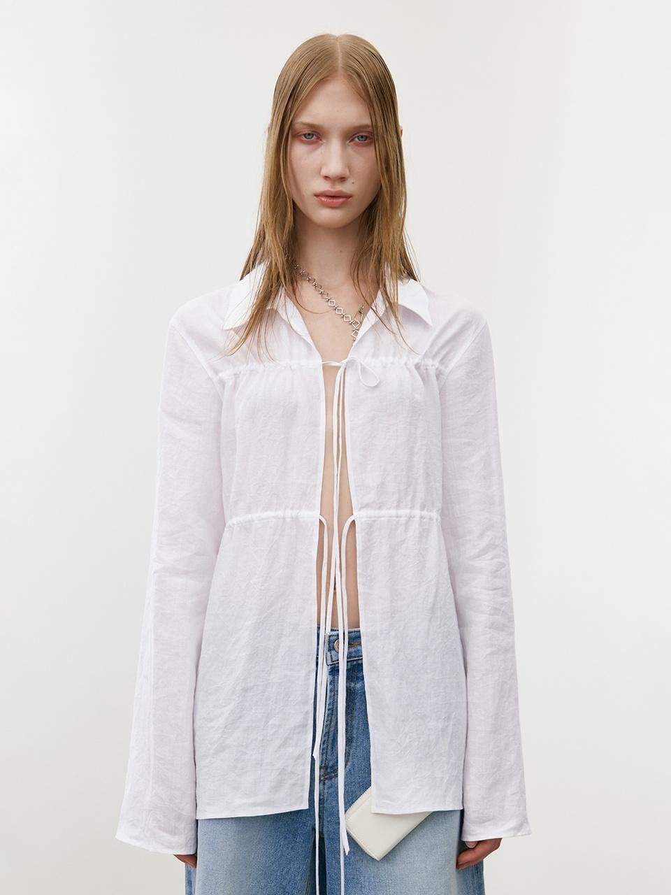 LINEN STRING SHIRT, WHITE - 하고