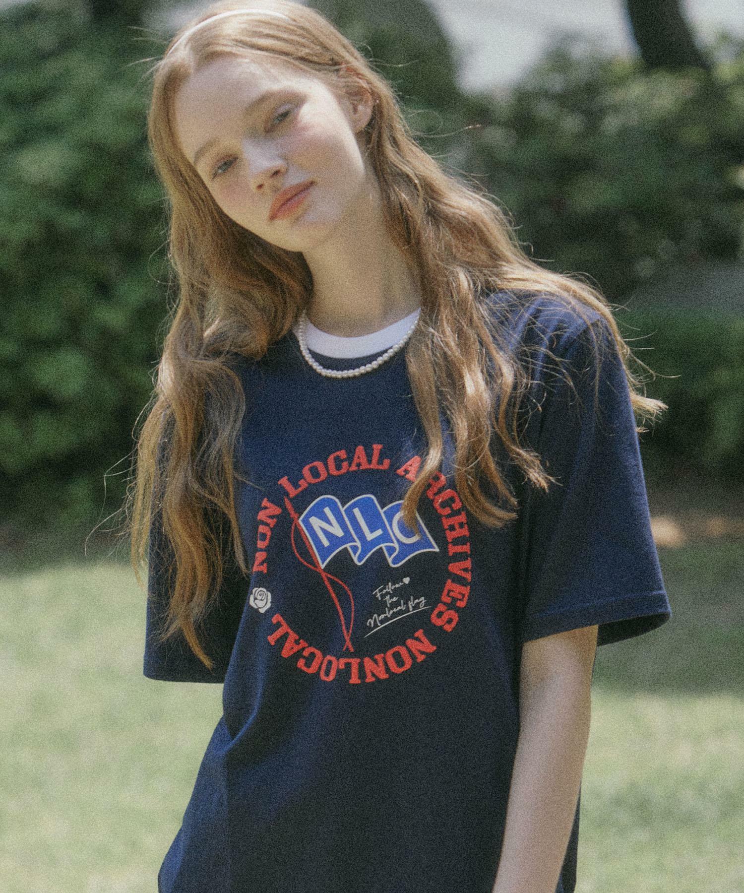 NLC Flag T-shirt - Navy - 하고(HAGO)