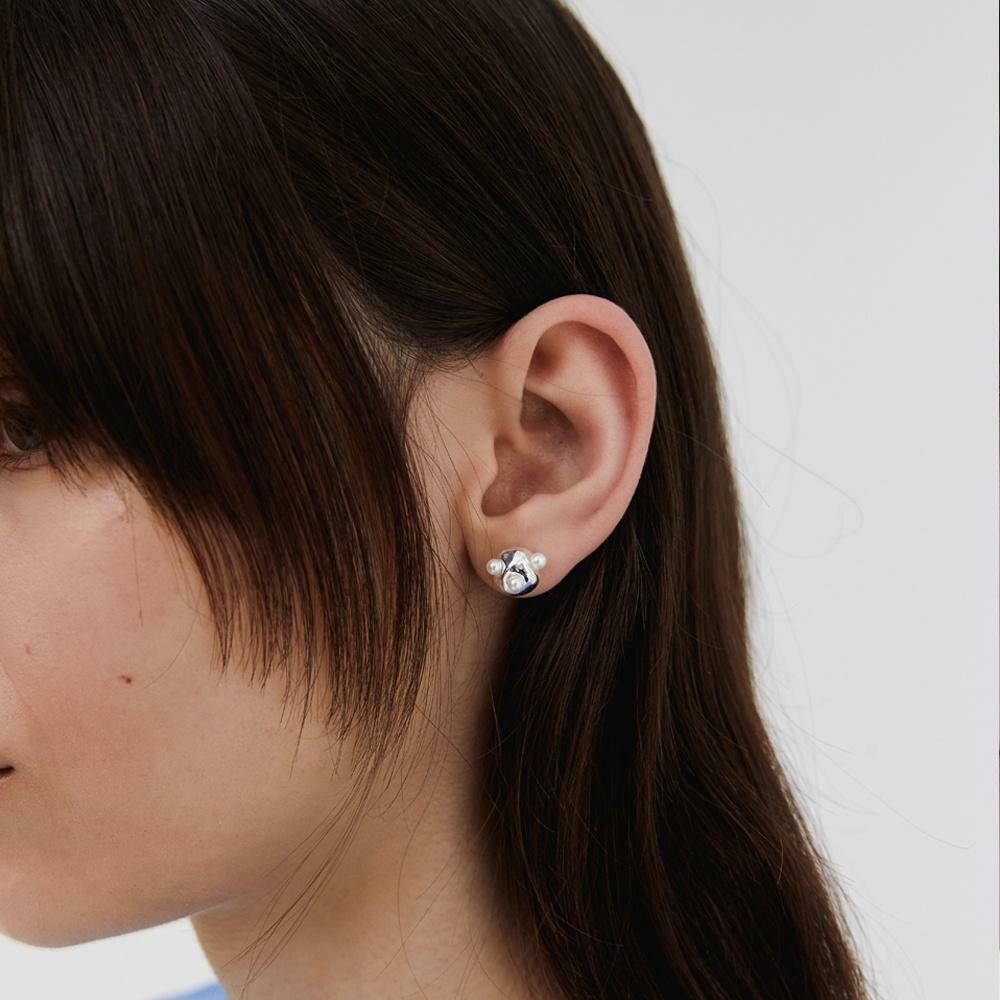 bumpy pearl earring - silver - HAGO(하고)