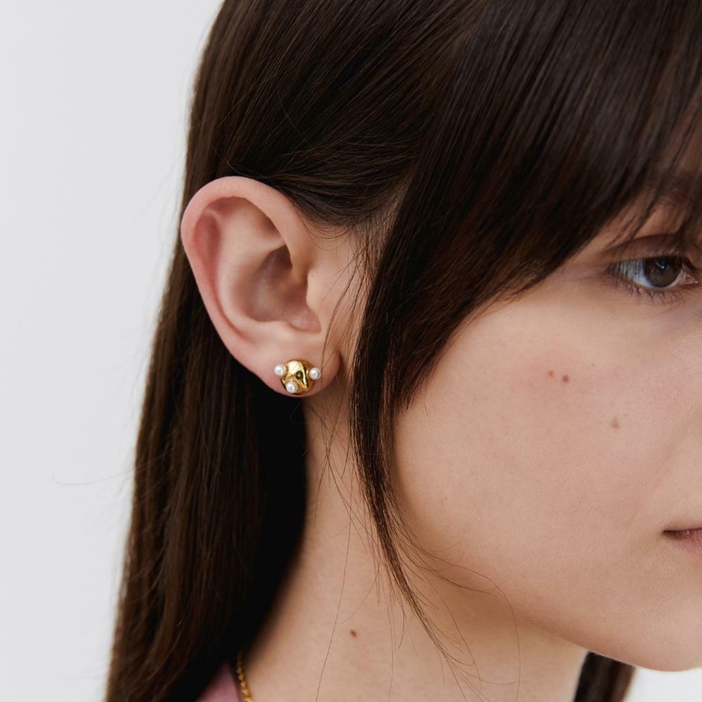 bumpy pearl earring - gold - HAGO(하고)