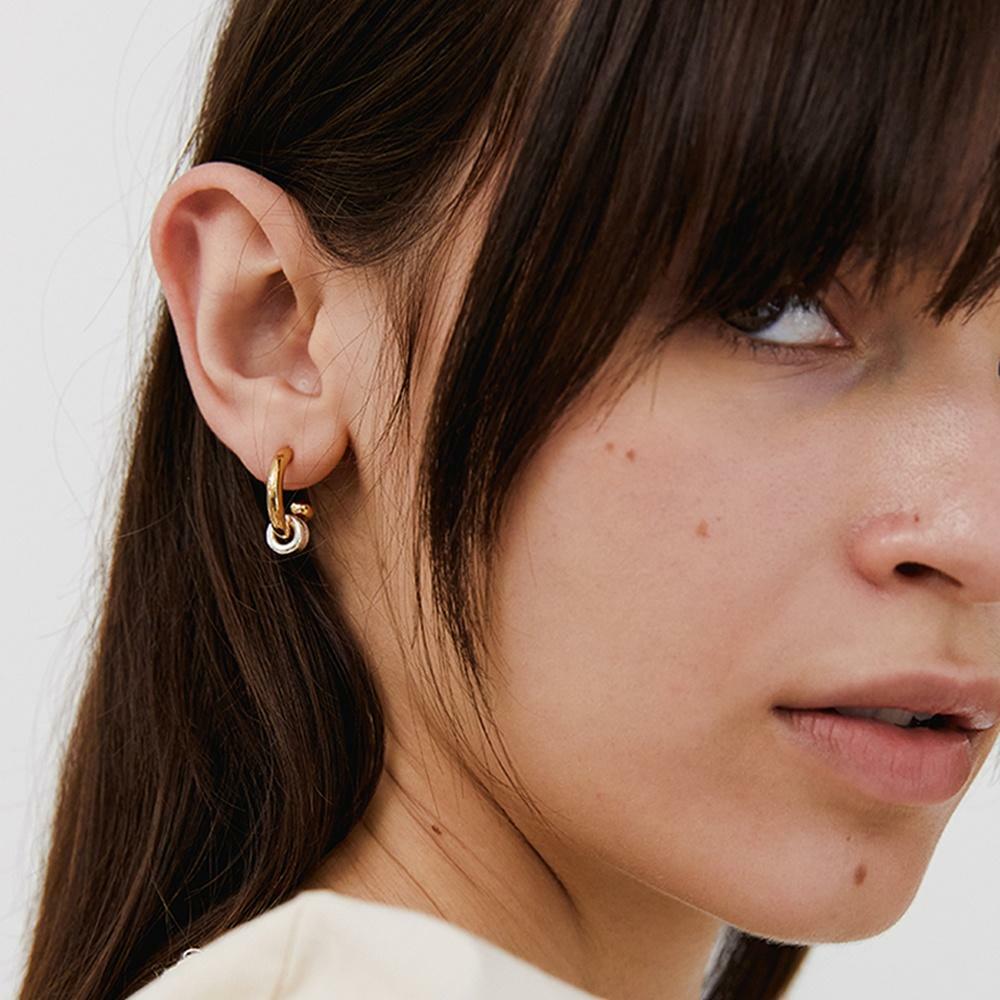 hoop mix earring - gold - HAGO(하고)