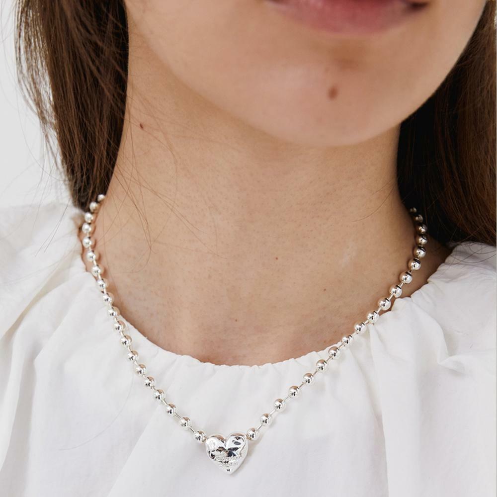 bumpy love pierce necklace - silver - HAGO(하고)