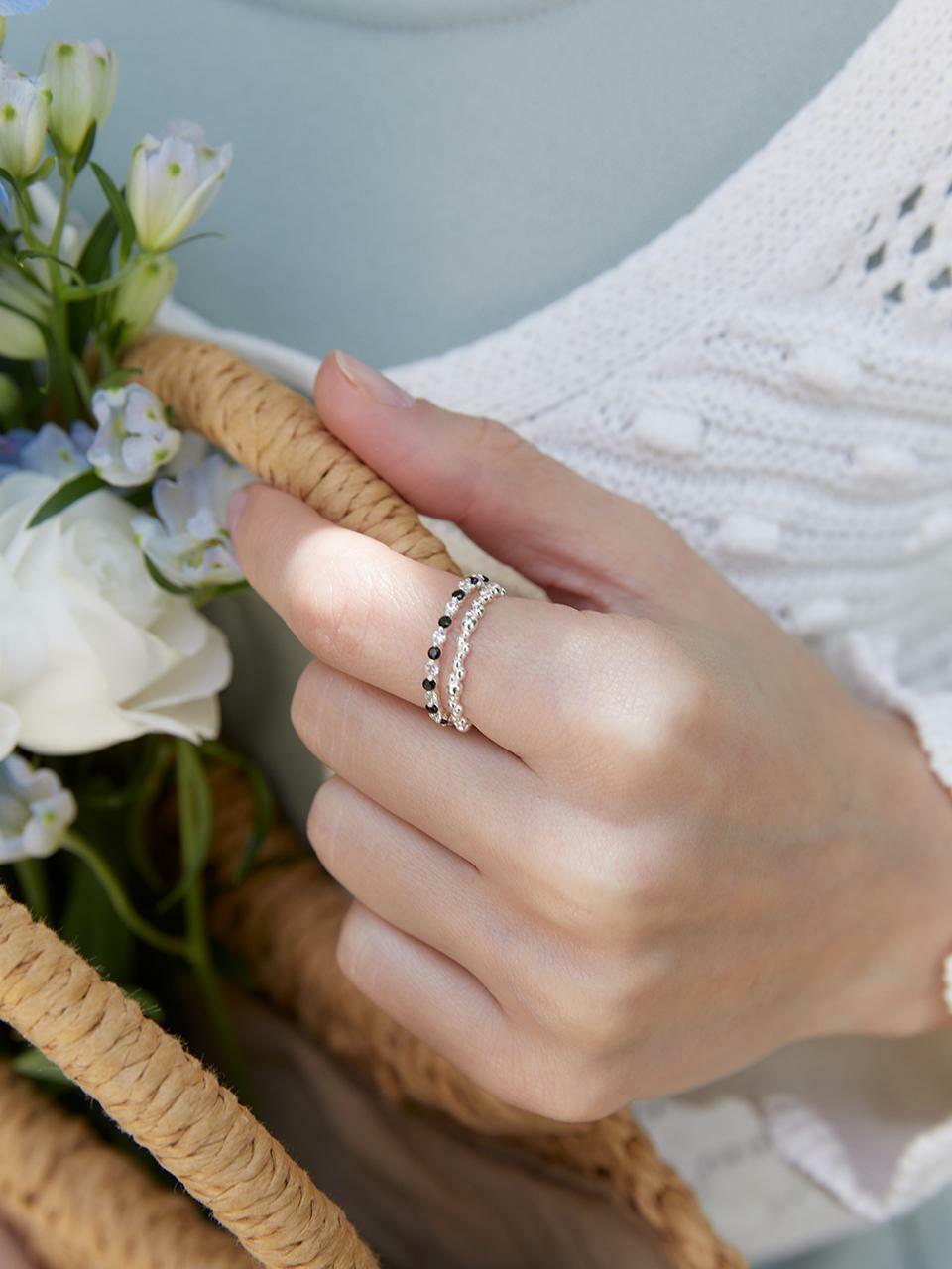 2SET [silver925]onix cubic point ring - 하고