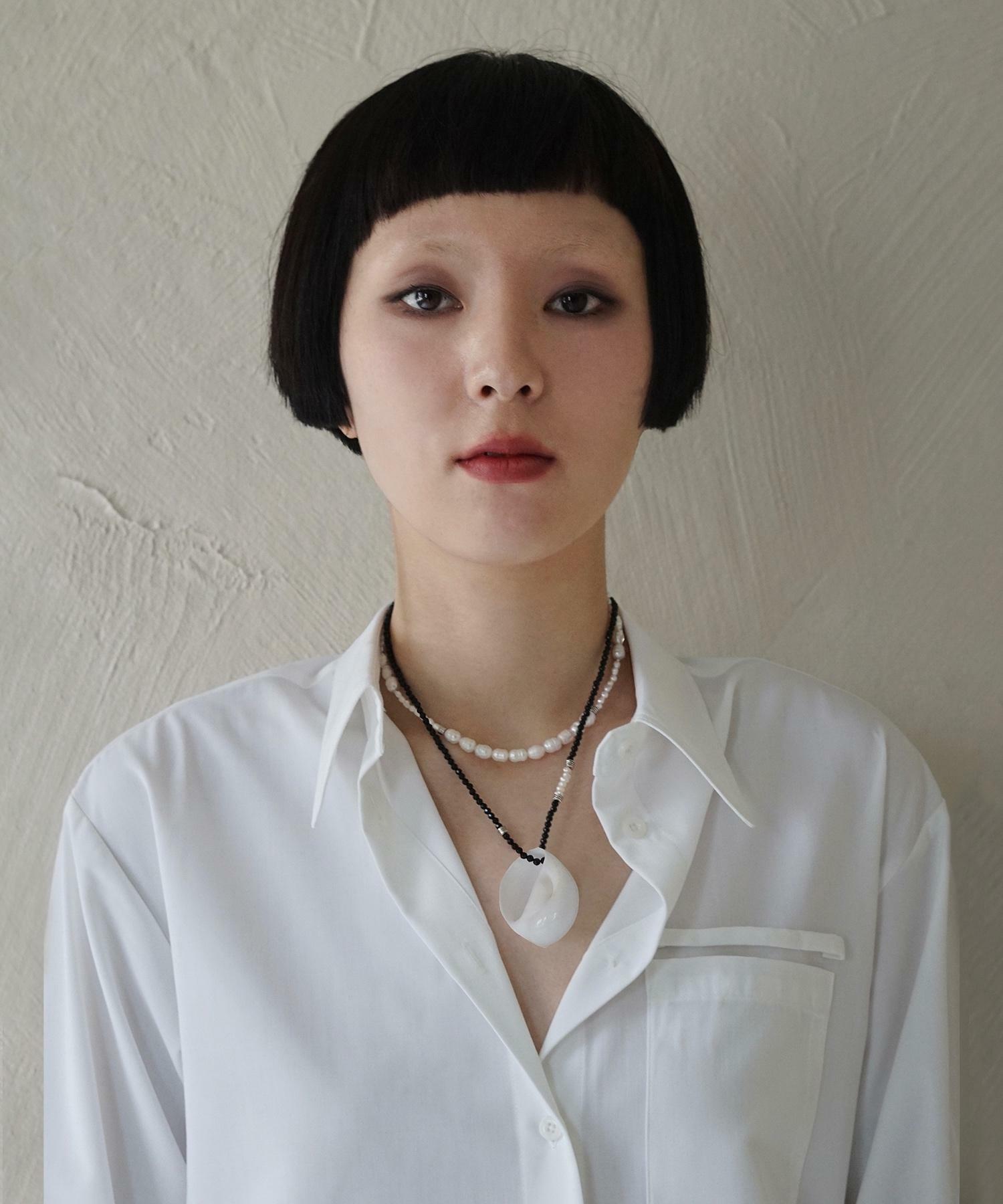 Shell+Pearl+Onyx Necklace - HAGO(하고)