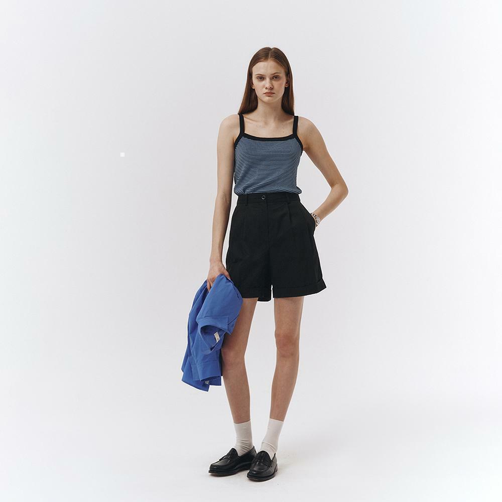 COTTON TURN-UP SHORTS BLACK_UDPA3B225BK - HAGO(하고)